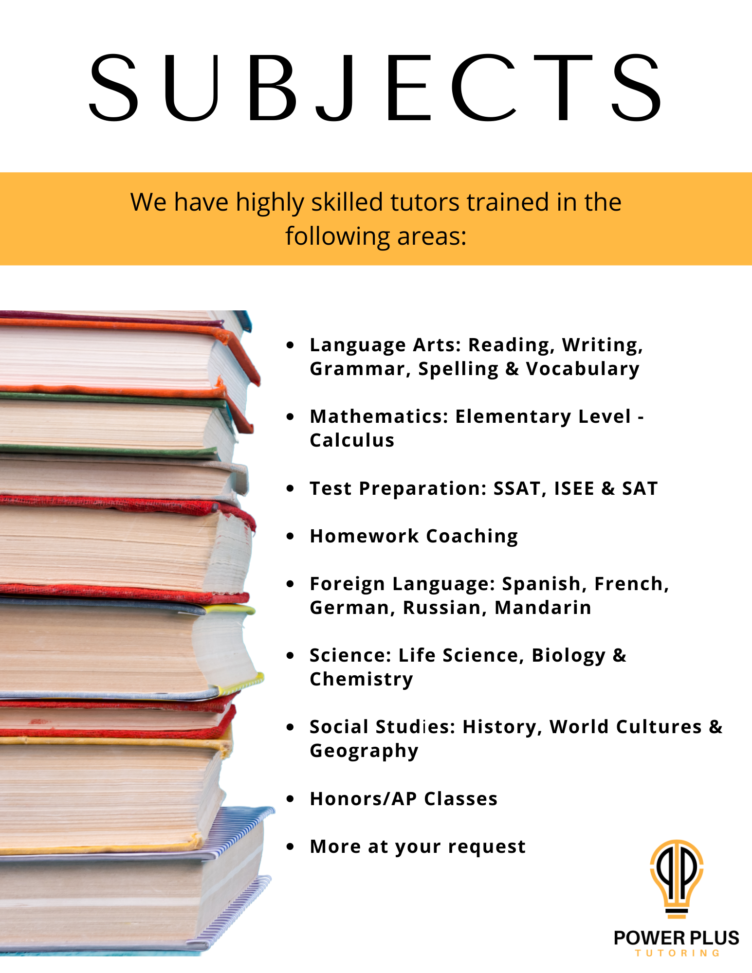 Subjects – PowerPlus Tutoring